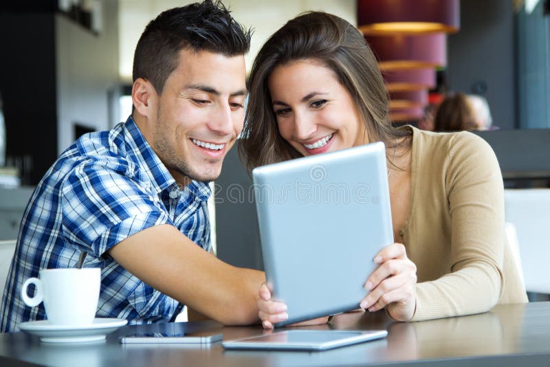 Couple Browsing Internet with Digital Tablet Stock Image - Image of ...