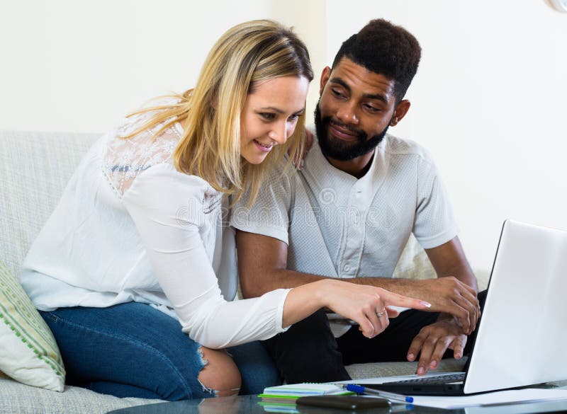 Couple Browsing Web at Home Stock Image - Image of ordinary, interior ...