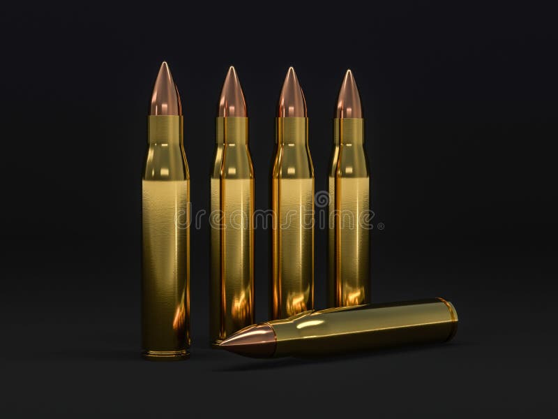 Couple of Bullets on a White Background in the Vertical Position Stock ...