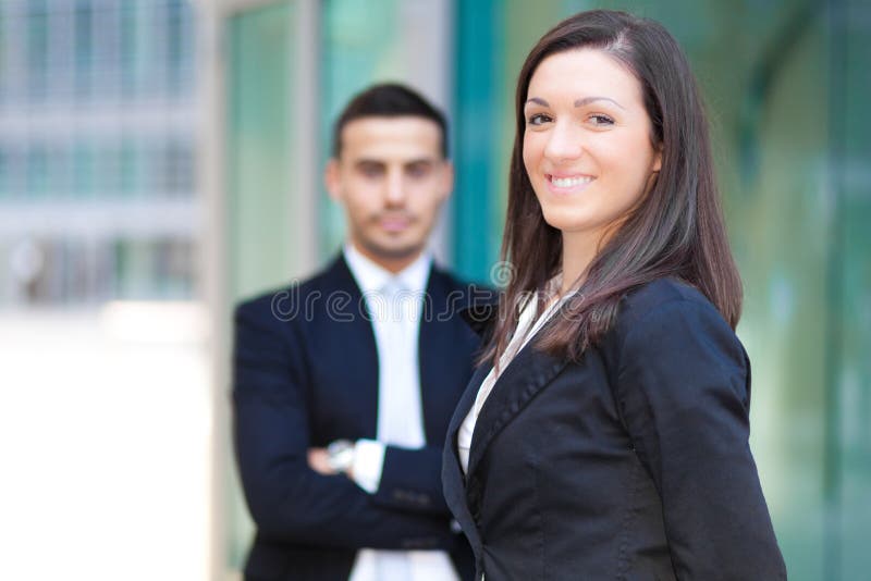 Couple of Business Partners Outdoor Stock Image - Image of employees ...