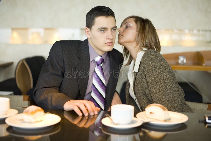 Couple of Business People at Coffee Break Stock Image - Image of ...