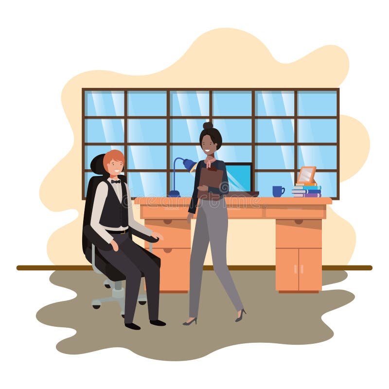 Couple of Business in the Work Office Avatar Character Stock Vector ...