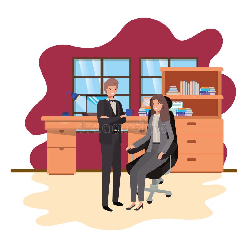 Couple of Business in the Work Office Avatar Character Stock Vector ...