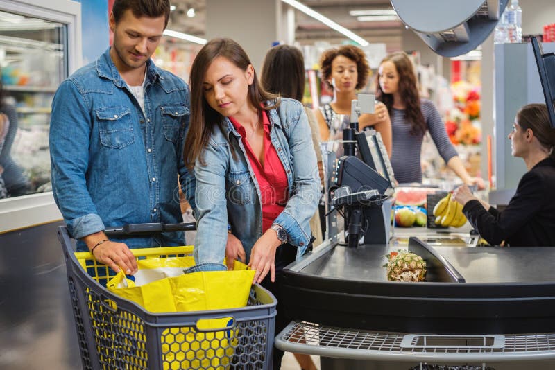Couple Buying Goods in a Grocery Store Stock Photo - Image of customer ...