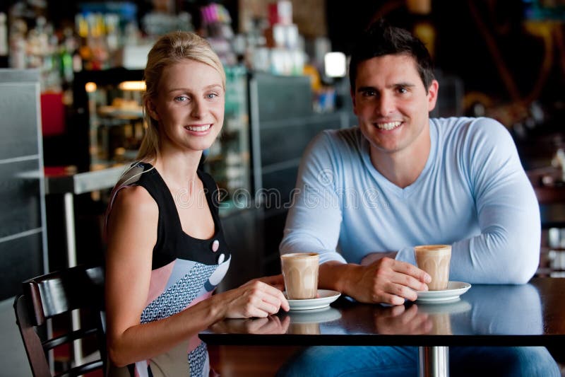 Couple in Cafe stock image. Image of together, beautiful - 7804279