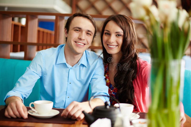 Couple in cafe stock photo. Image of devoted, girl, love - 57056264