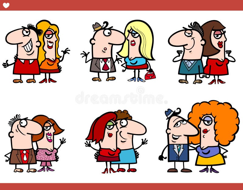 Couple Cartoon Characters Set Stock Vector - Illustration of cartoon ...