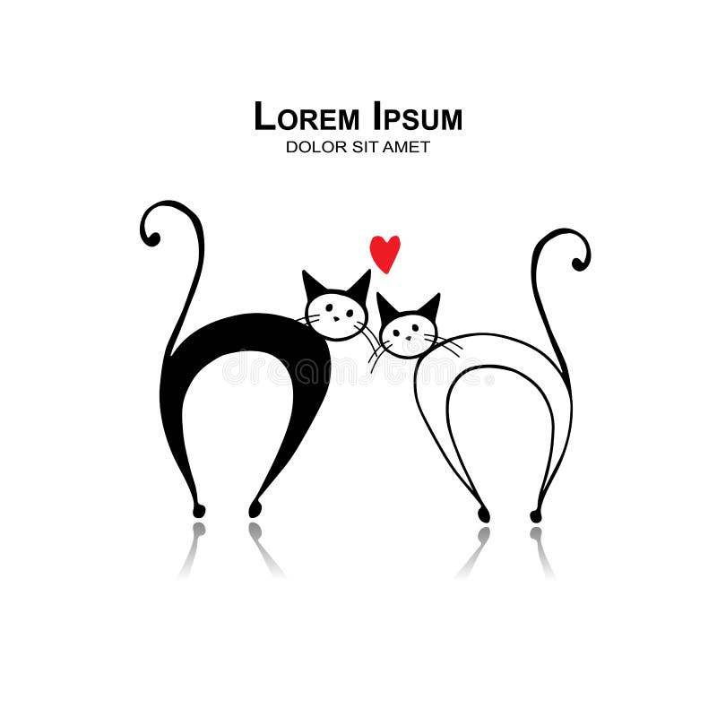 Couple of Cat, Sketch for Your Design Stock Vector - Illustration of ...