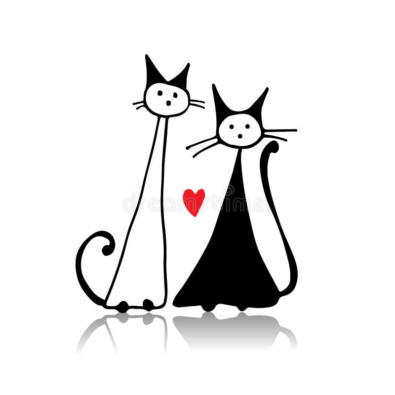 Couple of Cat, Sketch for Your Design Stock Vector - Illustration of ...