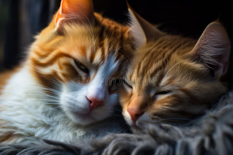 Couple Cats in Love Generative Ai Stock Image - Image of kitten, feline ...