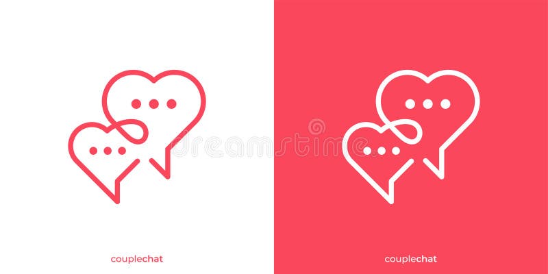 Simple Couple Chat Logo. Love Shape and Bubble Chat Talk Icon Graphic ...