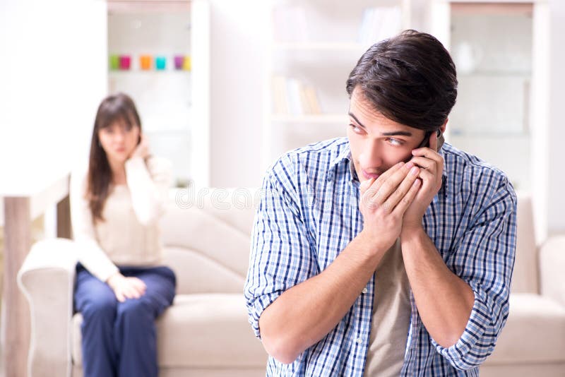 The Couple Cheating on Each Other at Home Stock Image - Image of flirt ...
