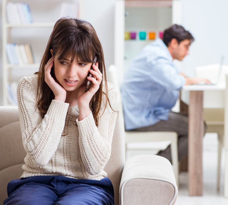 Couple Cheating on Each Other at Home Stock Image - Image of computer ...