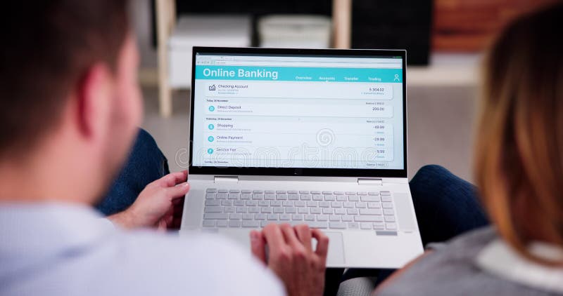 Couple Checking Bank Account Online Stock Photo - Image of banking ...