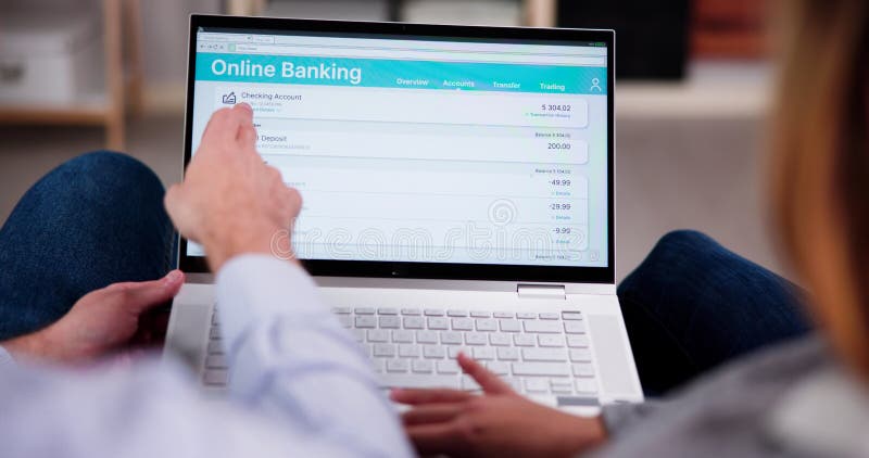 Couple Checking Bank Account Online Stock Image - Image of computer ...