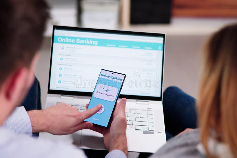 Couple Checking Bank Account Online Stock Photo - Image of savings ...