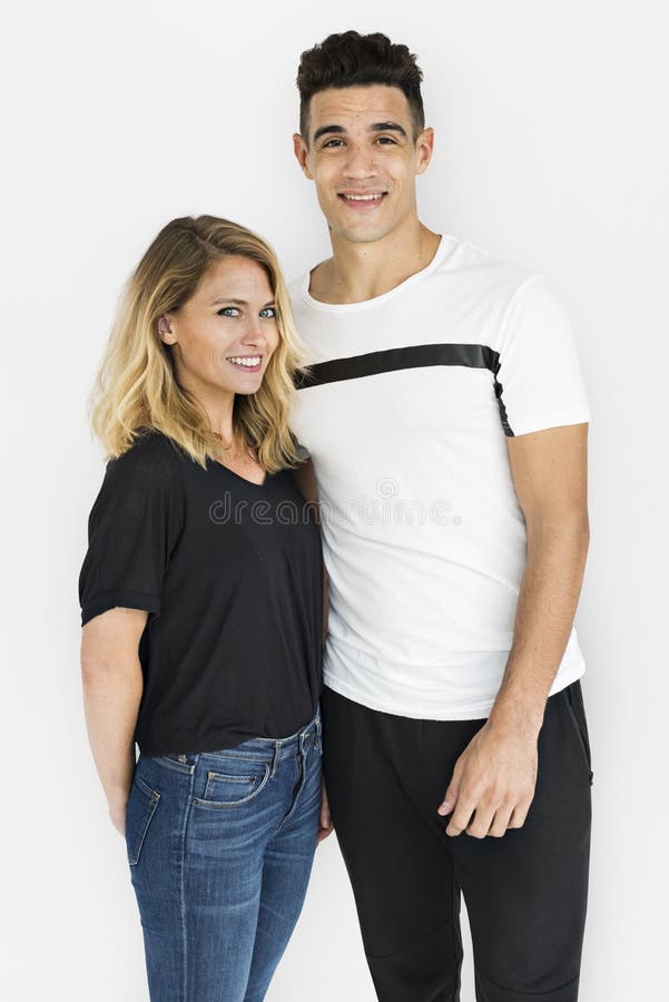 Couple Cheerful Studio Portrait Concept Stock Photo - Image of vibrant ...