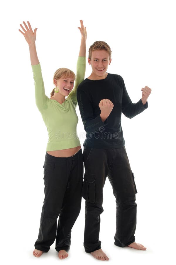 Couple Cheering stock photo. Image of beautiful, excited - 1375262
