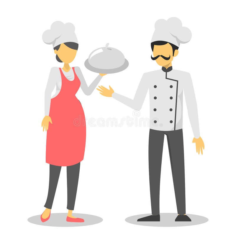 Couple Chef Character Vector Isolated. Professionals in Uniform Stock ...