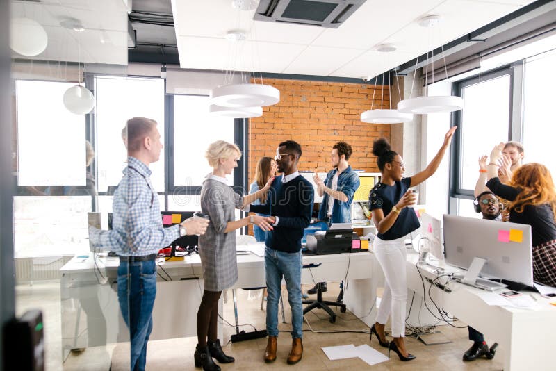 A Couple of Co-workers is Dancing. Couple Dance in the Office. Waltzing ...