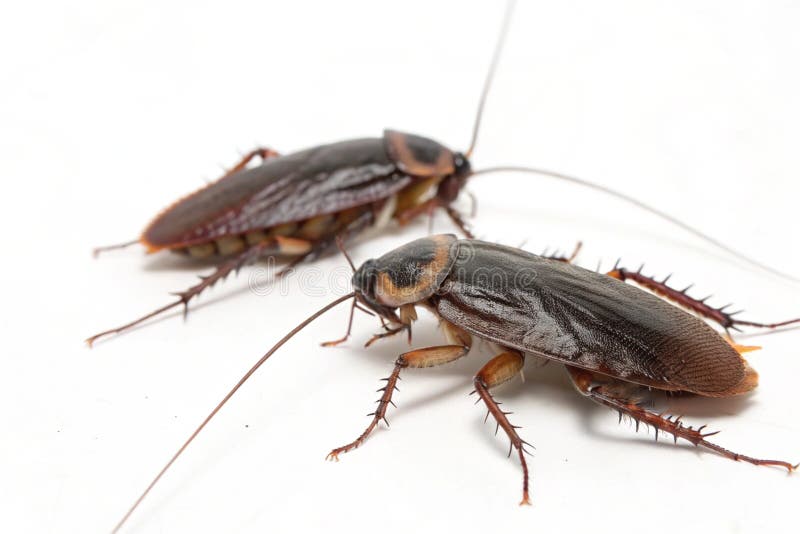 Couple of Cockroach Bugs â€ Close-Up on White Background Stock ...