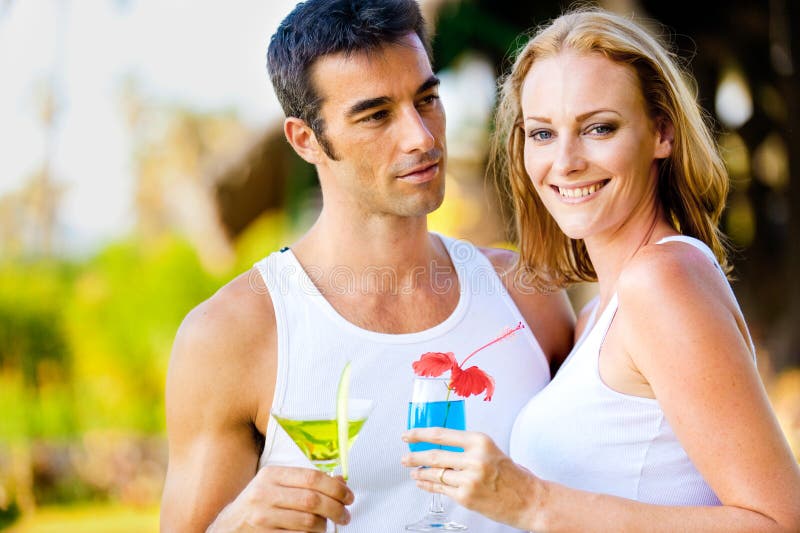 Couple with Cocktails stock image. Image of slim, caucasian - 11860375