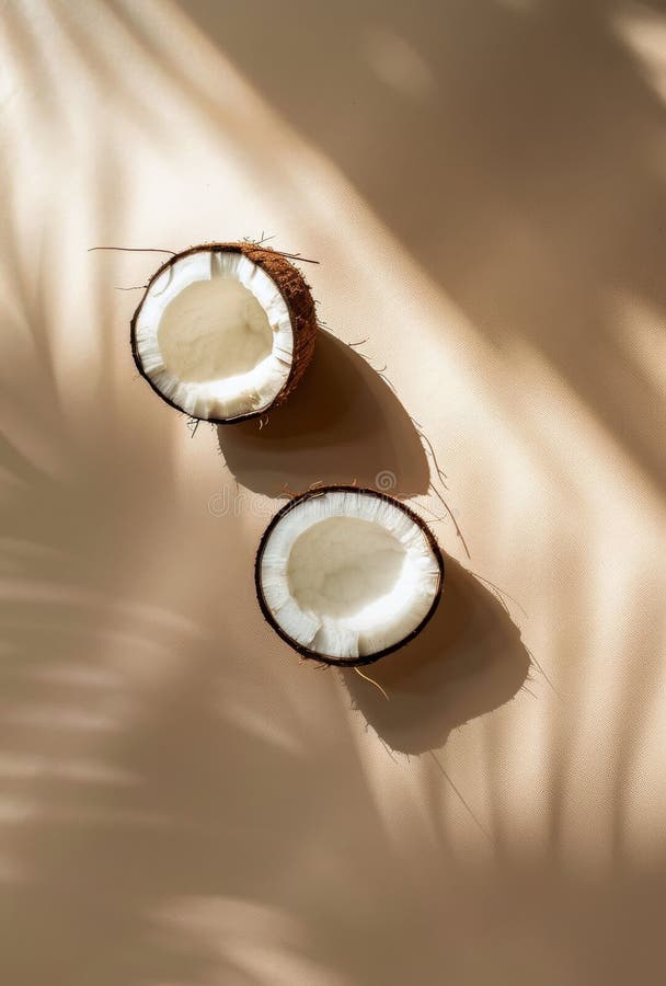 Two Coconuts on Table stock photo. Image of generative - 315488794