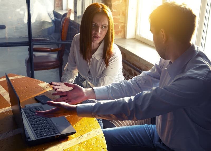 Couple or College Student Using Laptop Computer Notebook Work Together ...