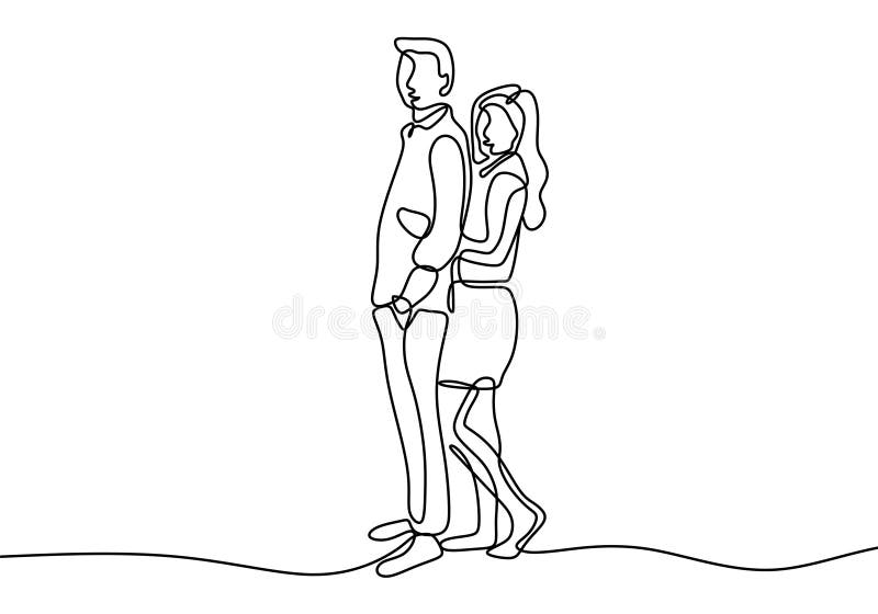 Couple Continuous One Line Drawing Minimalist Design Isolated on White ...
