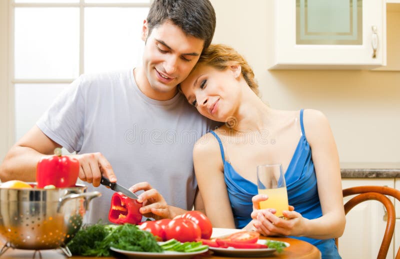 Couple cooking stock image. Image of liestyle, juice - 20802053