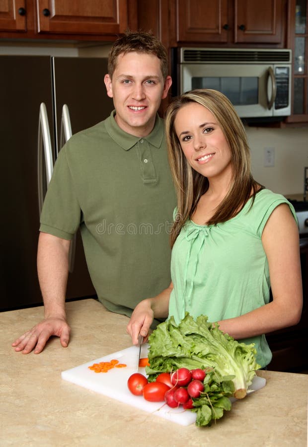 Couple Cooking stock photo. Image of green, meal, natural - 8213562