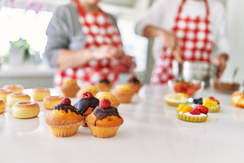 Couple Cooking Sweets at the Kitchen Stock Image - Image of chocolate ...