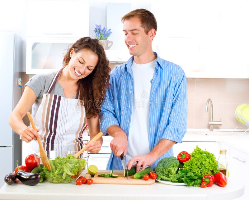 Couple Cooking Together stock image. Image of food, diet - 27255887