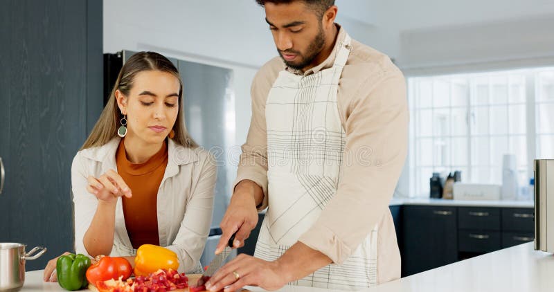 Couple, Cooking and Together in Kitchen and Learning for Relationship ...
