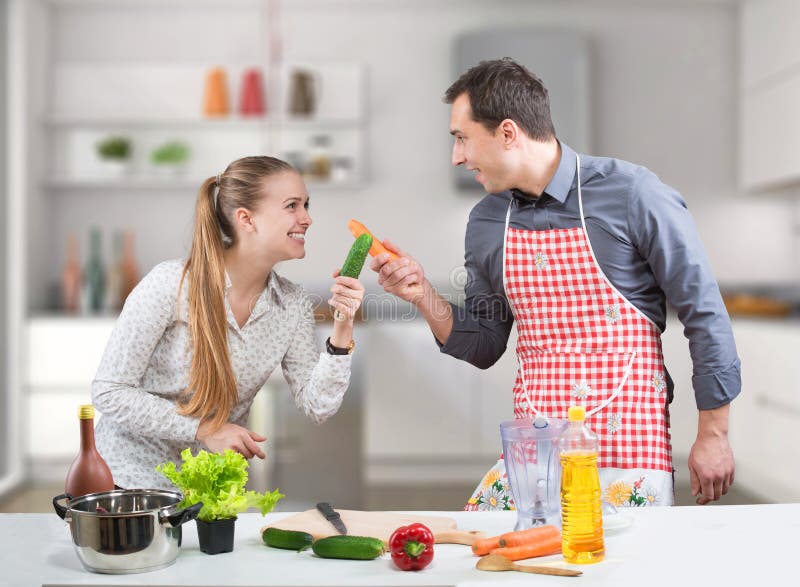 A couple cooks stock photo. Image of house, cook, lunch - 55842740