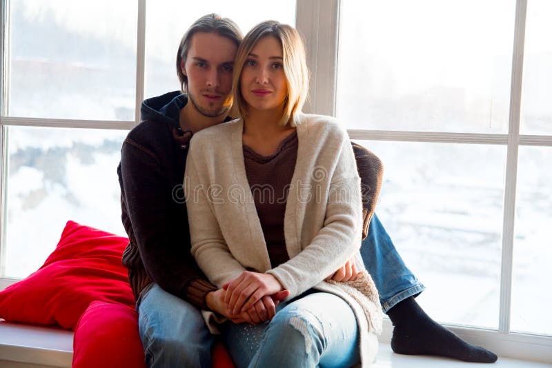 Couple cuddling together stock photo. Image of relationship - 112558446