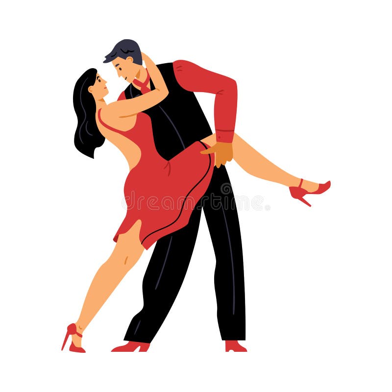 Couple Of Dancers Dancing Salsa Or Tango Flat Vector Illustration