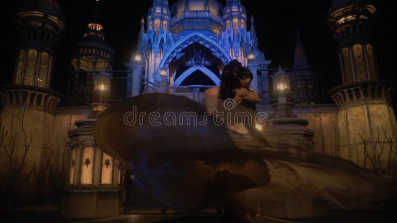 A Couple Dancing with Attraction on the Dance Floor Inside the Castle ...