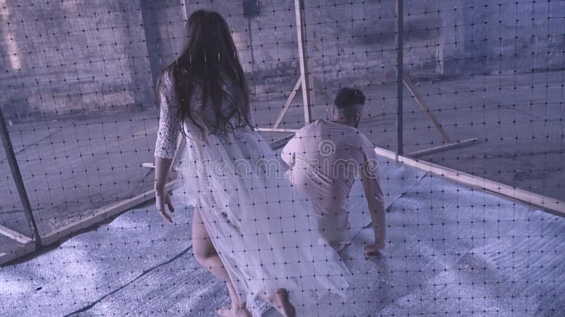 Couple Dancing Behind the Net Stock Footage - Video of theatre, dance ...