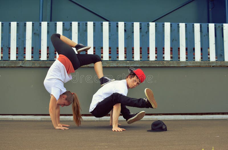 Couple Dancing Breakdance on the Street Stock Photo - Image of adult ...