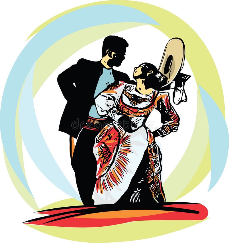 Couple Dancing Marinera Peruvian Traditional Dance Stock Illustration ...