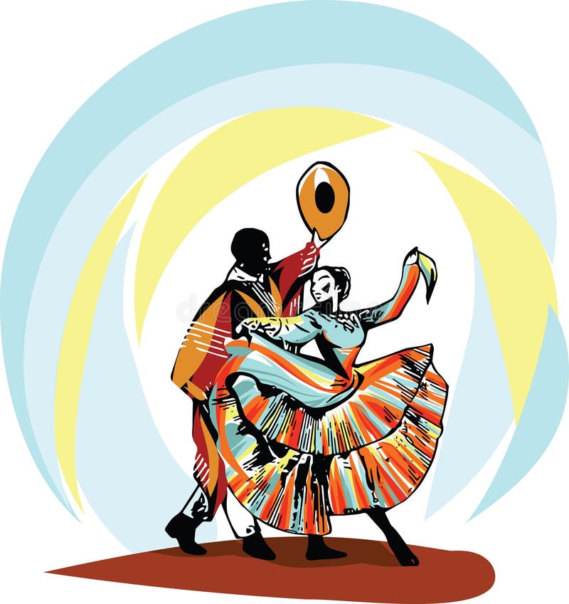 Couple Dancing Marinera Peruvian Traditional Dance Stock Illustration ...