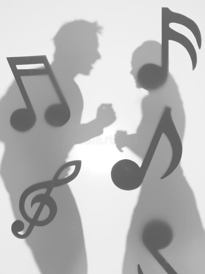 Couple Dancing, Musical Notes, Silhouettes Stock Image - Image of audio ...