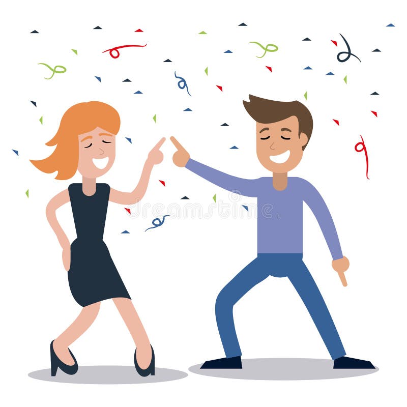 Couple Dancing. Dance Party Concept. Cartoon Vector Illustration Stock ...