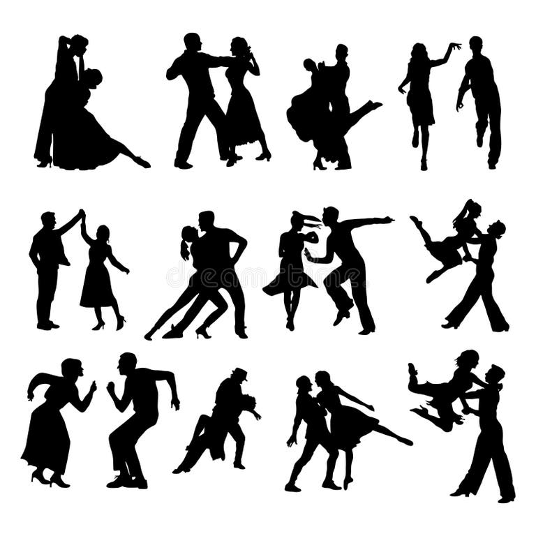 Couple Dancing Silhouette Set Stock Vector - Illustration of people ...