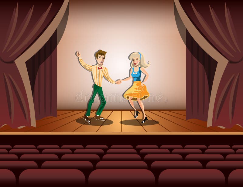 Couple dancing on stage stock vector. Illustration of dress - 98790311