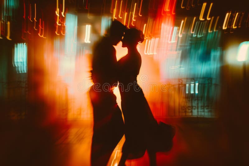 A Couple Dancing in the Street at Night Stock Image - Image of stand ...