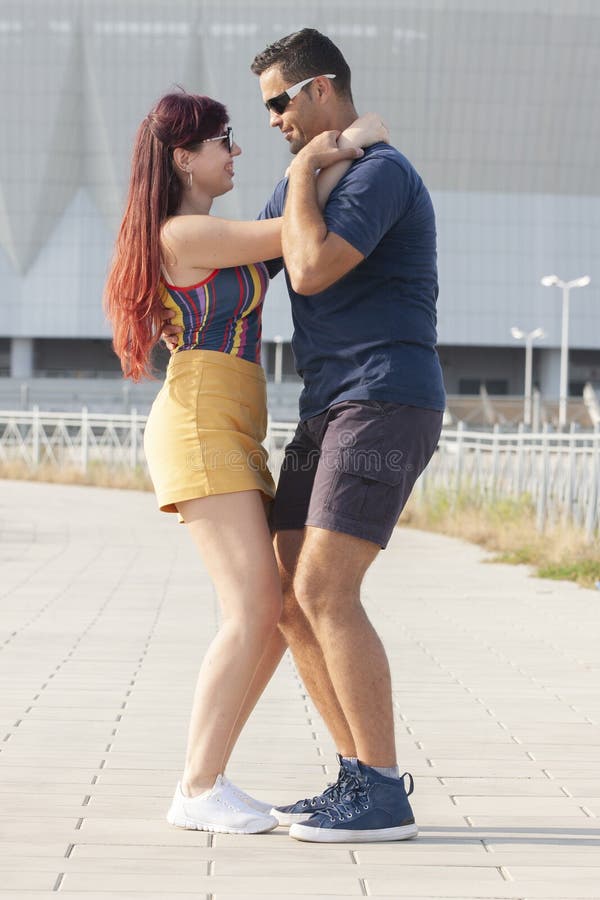 Couple Dancing At Sunset Salsa Brazilian Zouk Lovers Dance Partners