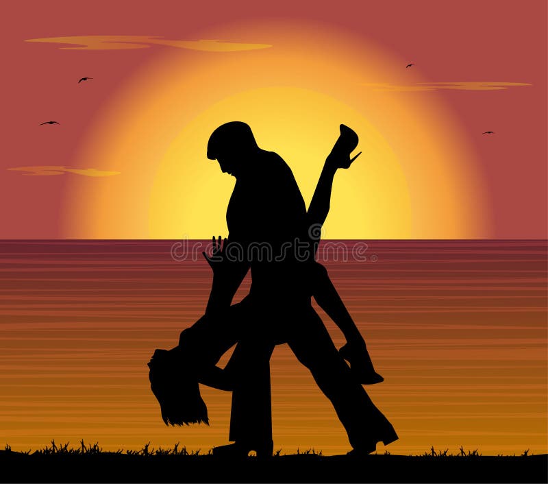 Couple Dancing the Tango at Sunset Stock Vector - Illustration of ...