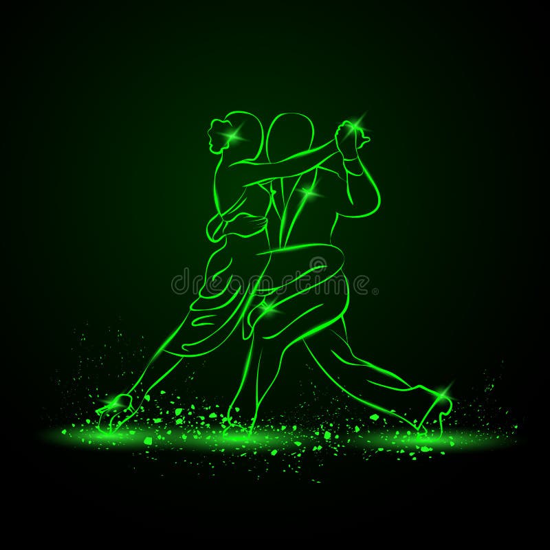 Couple Dancing Tango. Vector Neon Illustration. Stock Vector ...